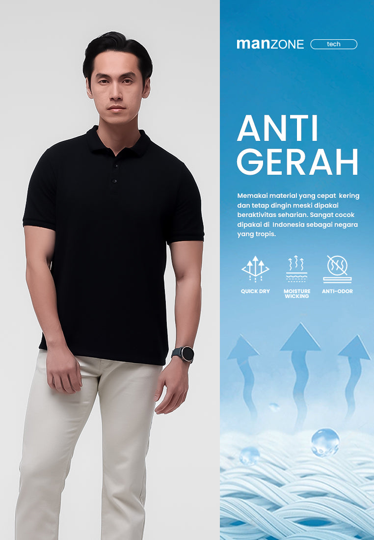 MANZONE - Polo Shirt Lengan Pendek Pria Gizmo Slim Fit - Black ...