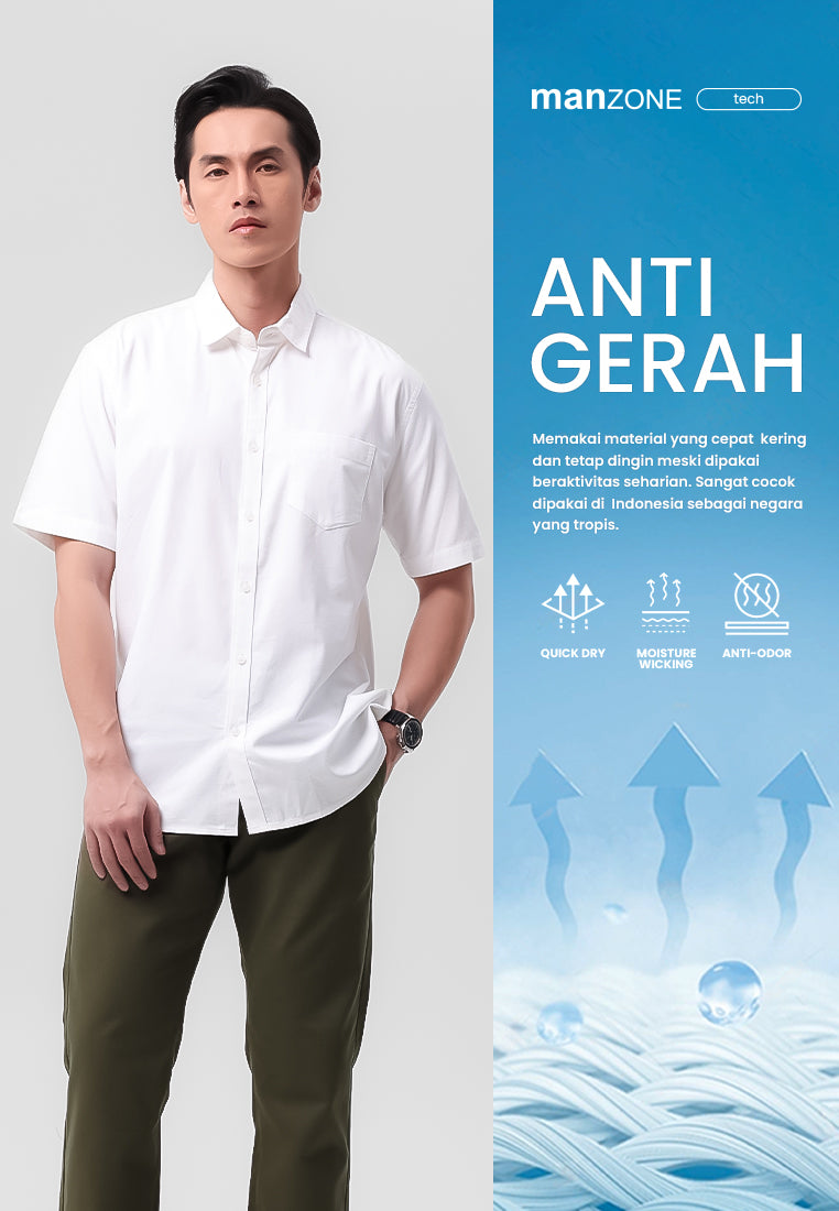 Manzone Kemeja Lengan Pendek Pria Comfort Fit Ruggeds - White – Manzone ...