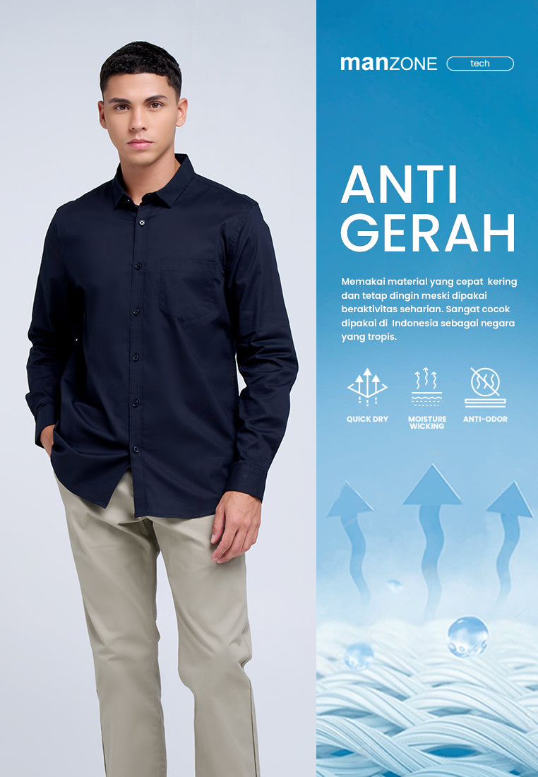 MANZONE - Kemeja Lengan Panjang Pria Jazbe 5 Modern Fit - Black ...