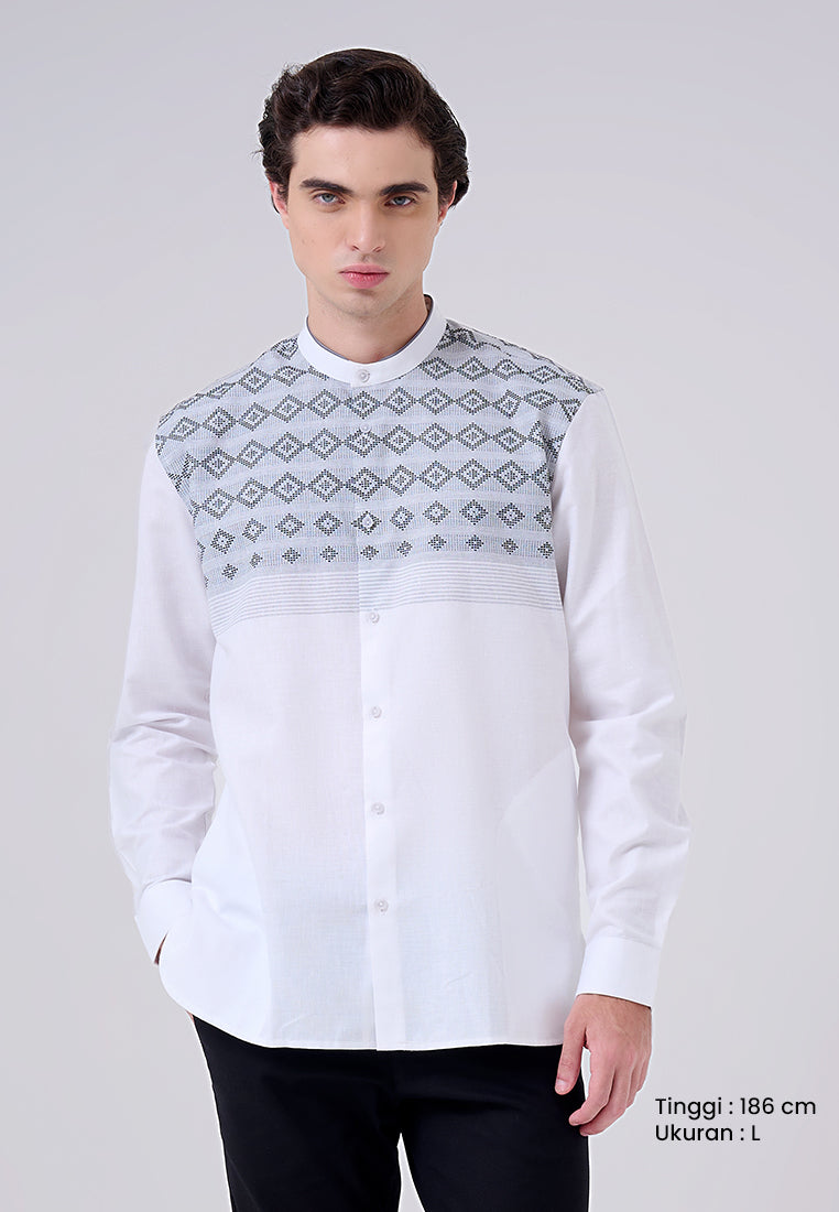 MANZONE - Kemeja Koko Lengan Panjang Pria Issam Comfort Fit - White ...
