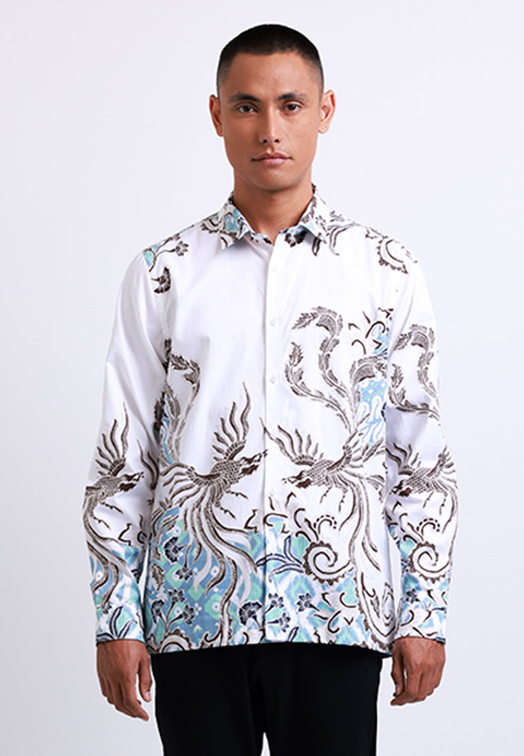 Manzone Kemeja Batik Lengan Panjang Pria Pramana - White – Manzone Store
