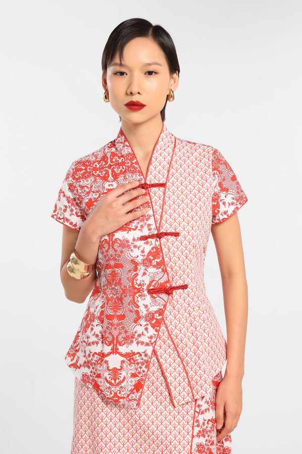 MINIMAL - Dongmey - Blus Motif Oriental - Red - Willgoz & Maria Karina ...
