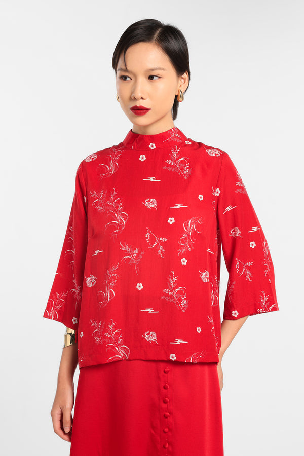 MINIMAL - Feima - Blus Motif Shio Kuda - Red - Willgoz & Maria Karina ...