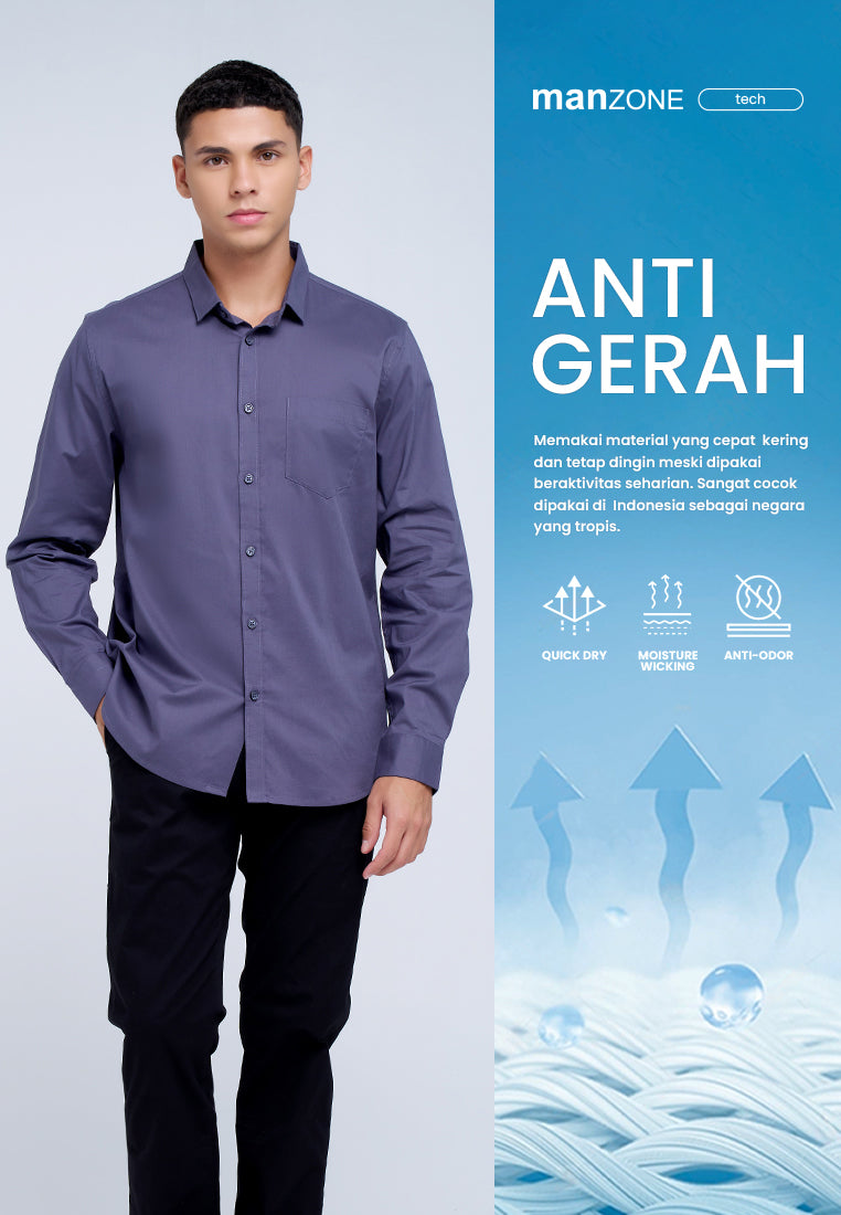MANZONE - Kemeja Lengan Panjang Pria Jazbe 2 Modern Fit - Blue ...