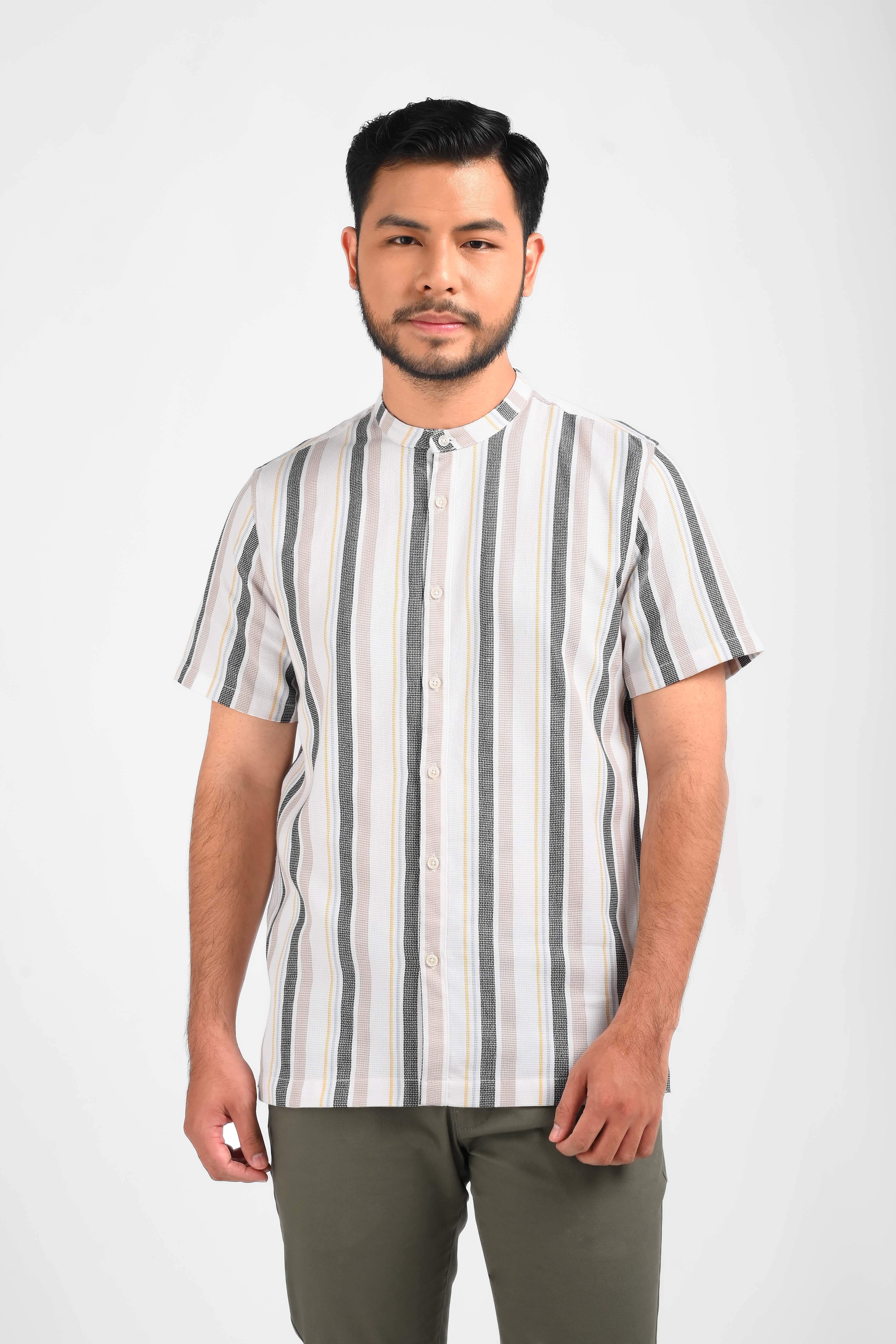 MANZONE Kemeja Shanghai Lengan Pendek Pria MAGHA-White – Manzone Store