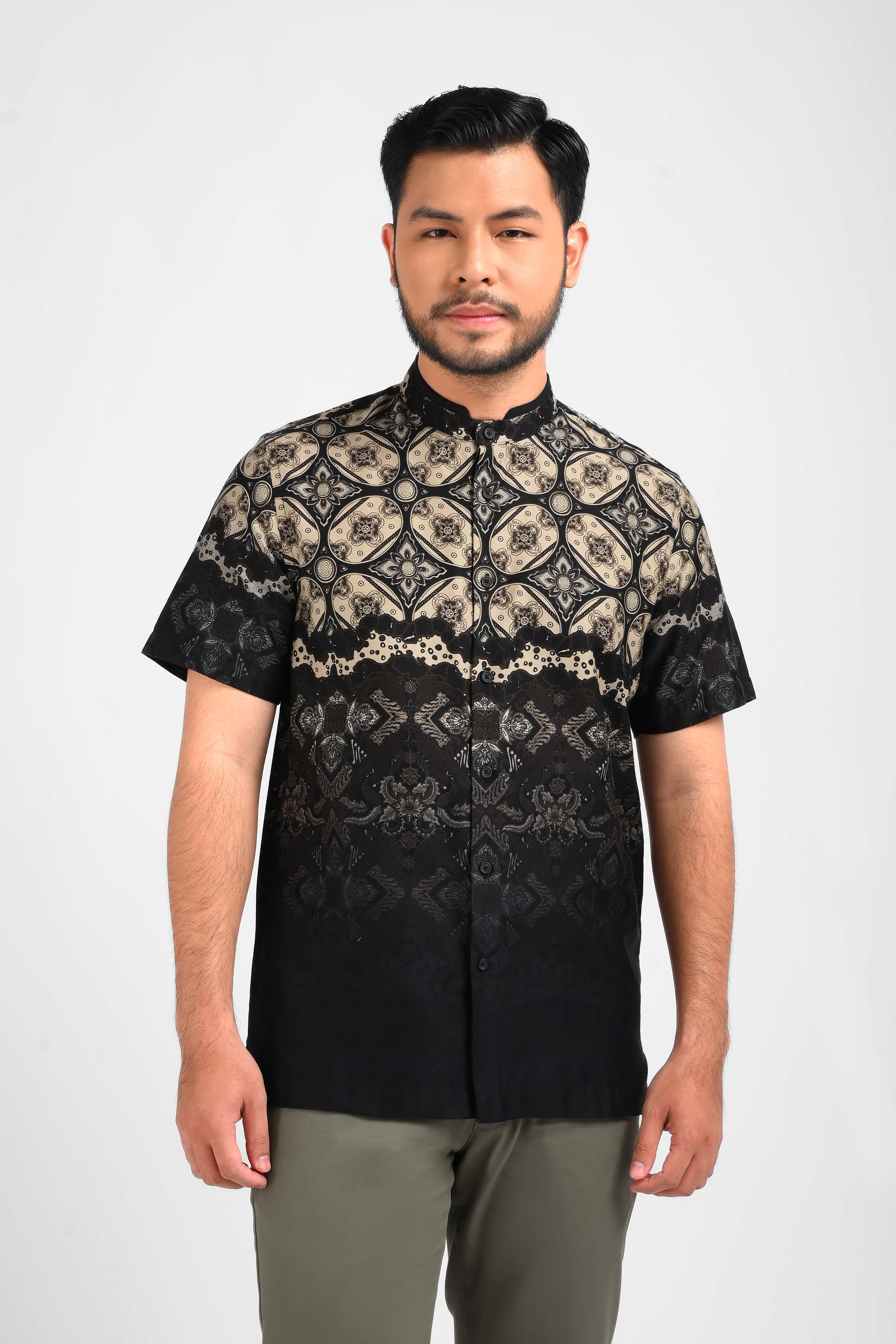 MANZONE Kemeja Batik Shanghai Lengan Pendek BARAMAN - BLACK BROWN ...