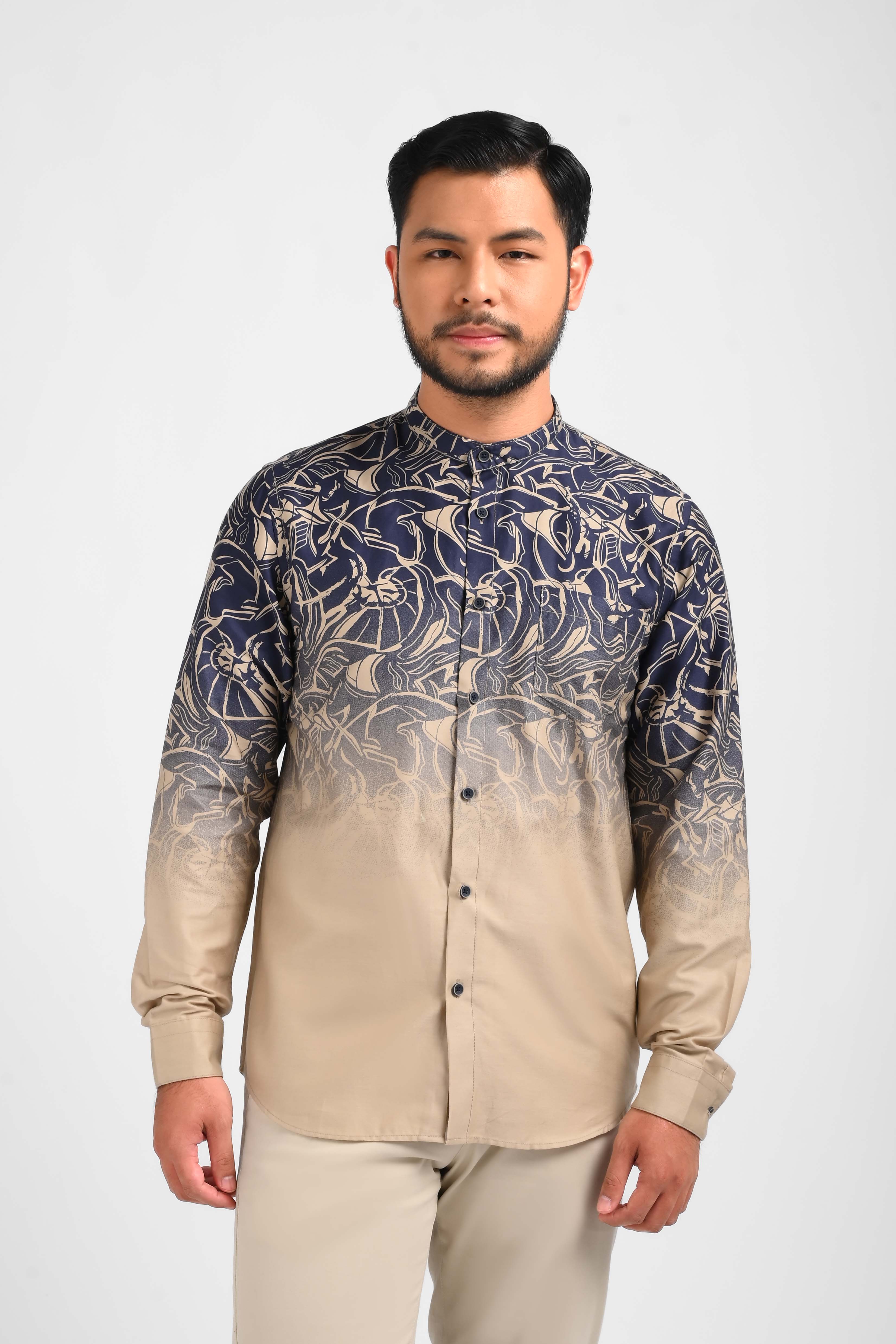 MANZONE Kemeja Shanghai Lengan Panjang Pria DENIZ - Beige – Manzone Store