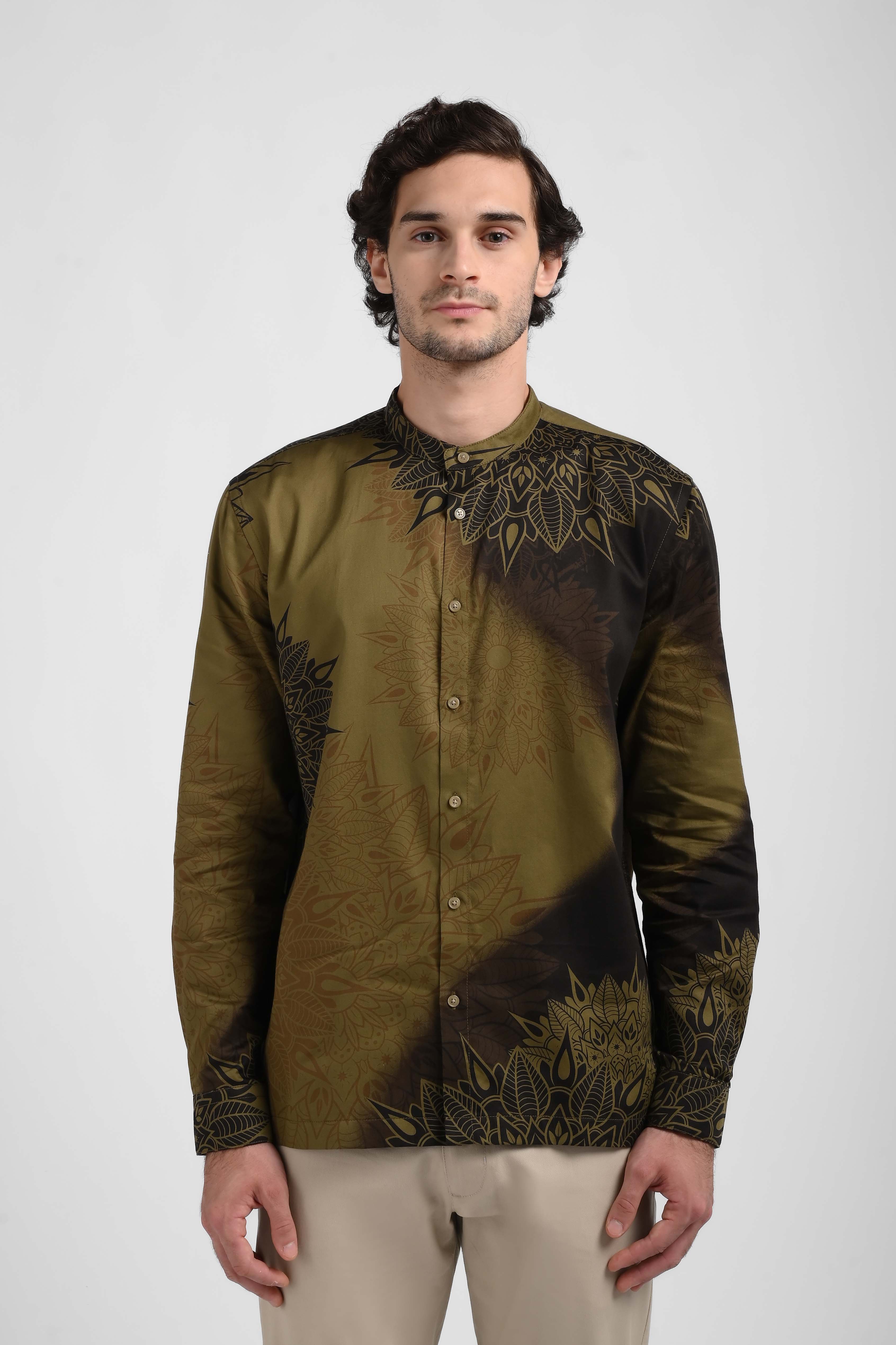 MANZONE Kemeja Shanghai Lengan Panjang Pria TARKAN - Olive – Manzone Store