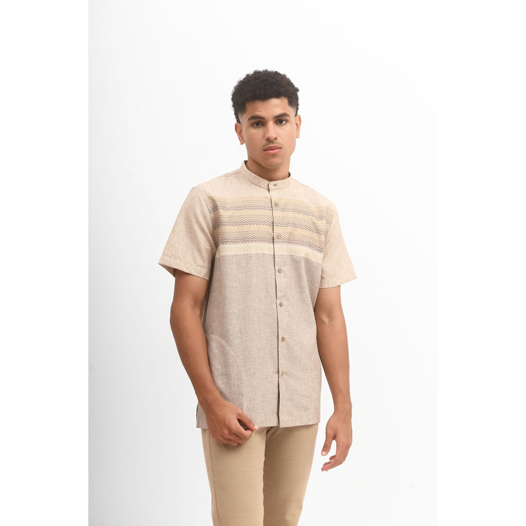 MANZONE Kemeja Koko Lengan Pendek Pria DARGHAN - BROWN – Manzone Store