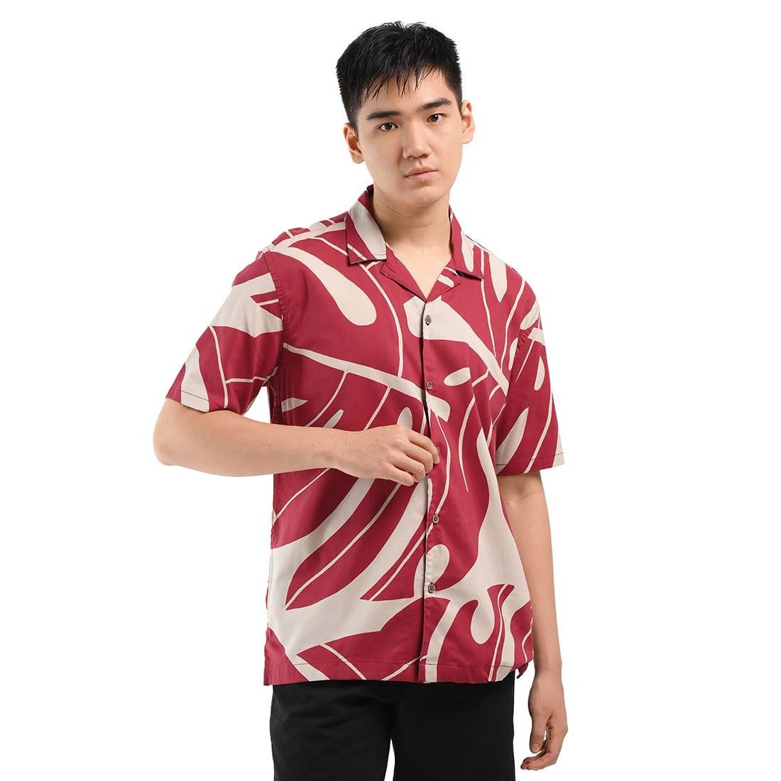 MANZONE Kemeja Lengan Pendek LILO 1 - MAROON – Manzone Store