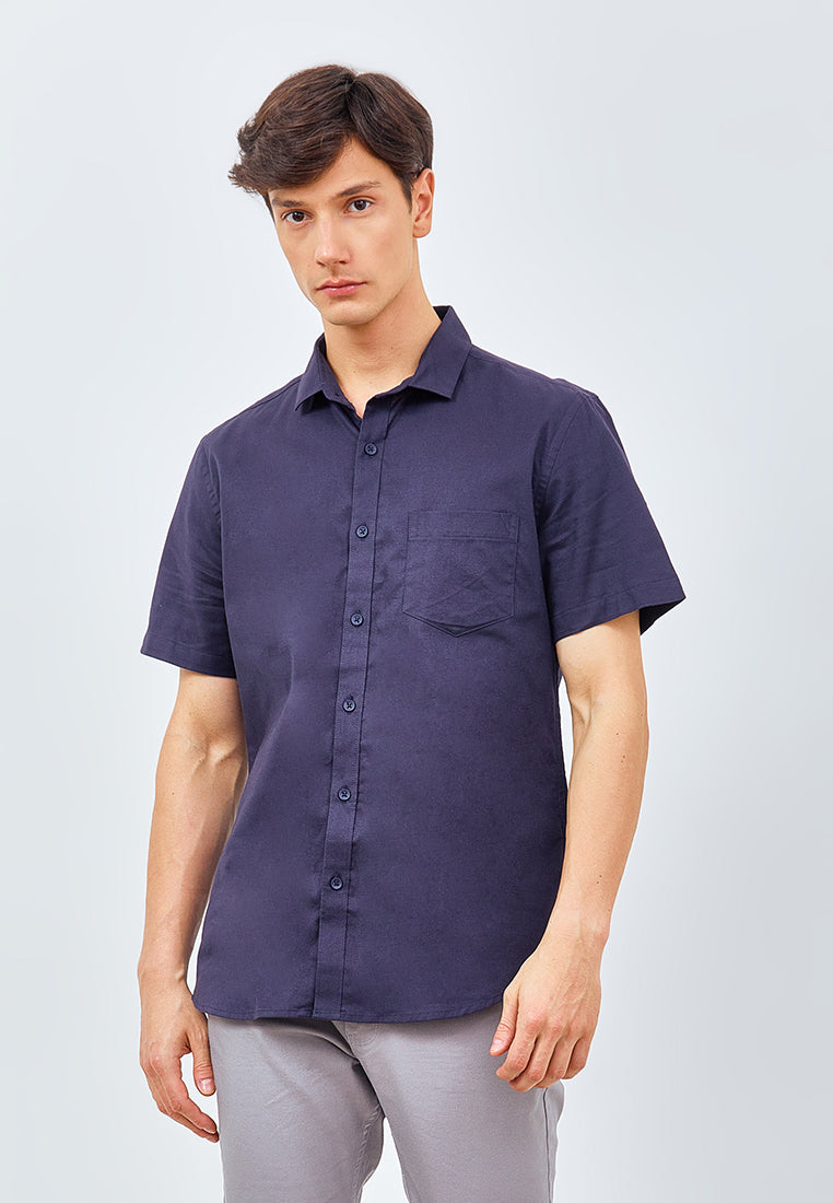 MANZONE Kemeja Lengan Pendek Pria BZC-MIKAIL-NA - NAVY – Manzone Store