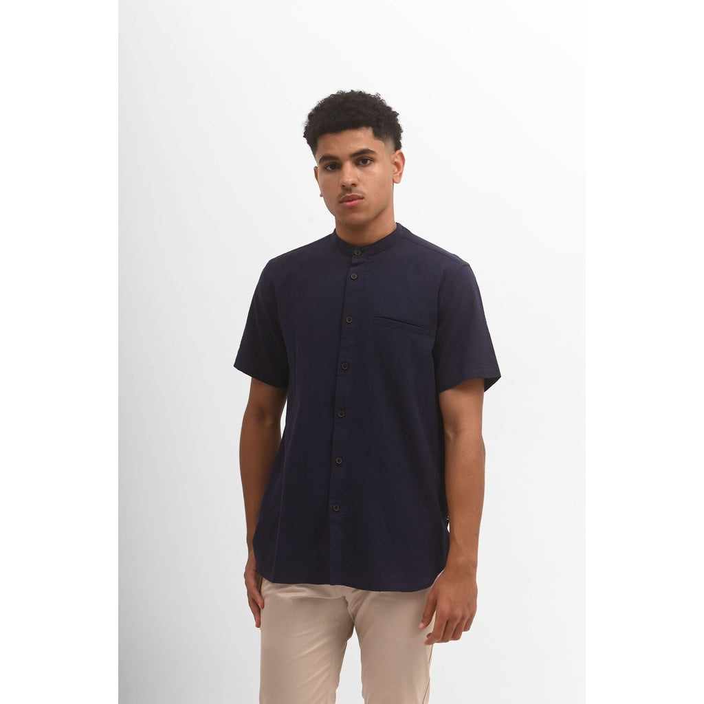 MANZONE Kemeja Shanghai Lengan Pendek BARRA-NAVY – Manzone Store