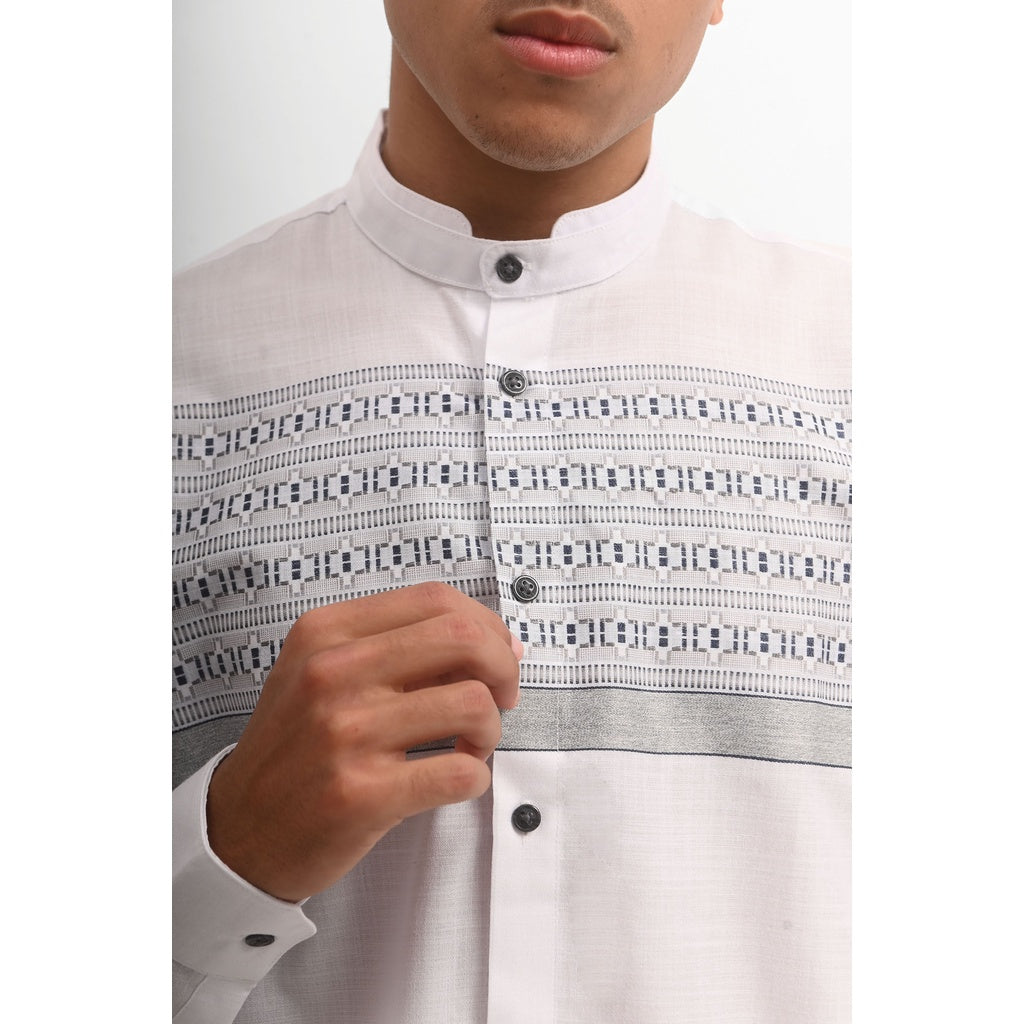MANZONE Kemeja Koko Lengan Panjang Pria NIZAM - WHITE – Manzone Store