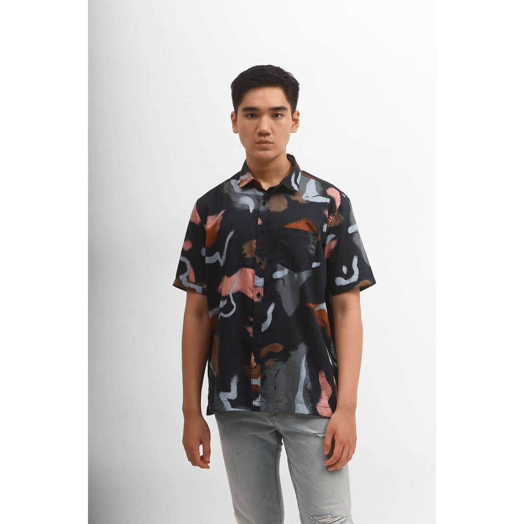 MANZONE Kemeja Lengan Pendek Pria ARBOC - NAVY – Manzone Store