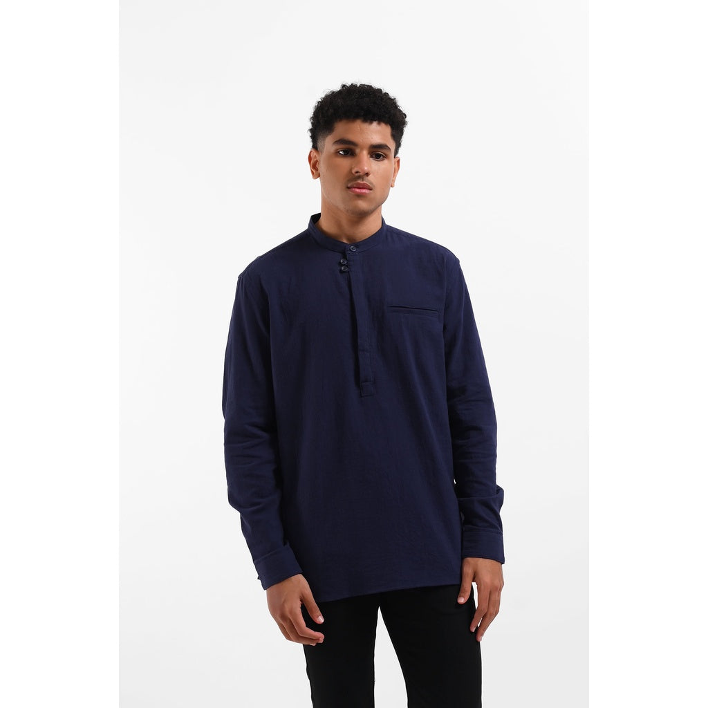 MANZONE Kemeja Shanghai Lengan Panjang Pria MARUF - NAVY – Manzone Store