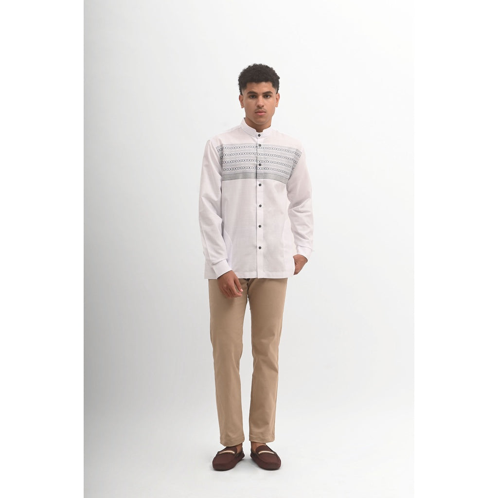MANZONE Kemeja Koko Lengan Panjang Pria NIZAM - WHITE – Manzone Store